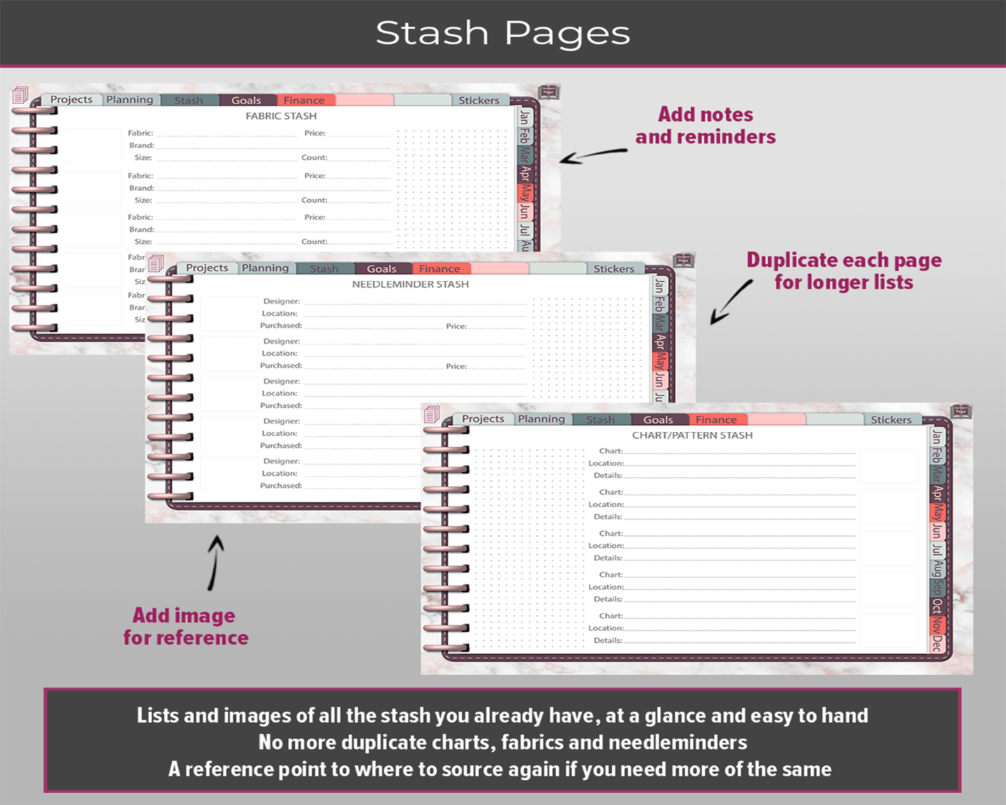 Purple Digital Stitching Planner-Undated - Teresa Little Stitcher