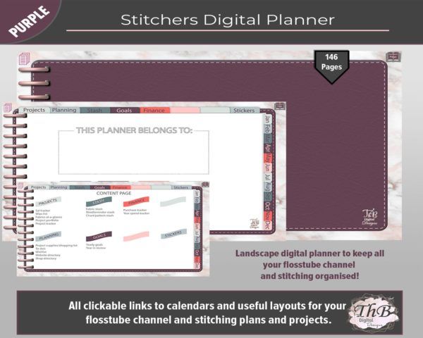 Purple Digital Stitching Planner-Undated - Teresa Little Stitcher